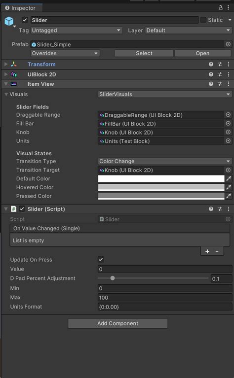 Add Unity Slider Type Prefab Script NovaUI Unity Feedback Discussion GitHub