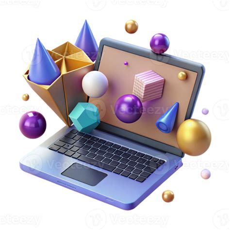 Impressive Classic Laptop Computer Perspective View Isolated Cutout