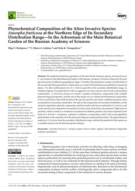 Pdf Phytochemical Composition Of The Alien Invasive Species Amorpha