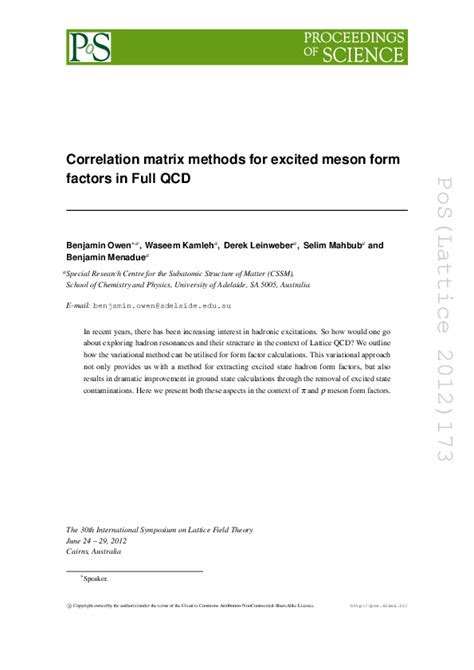 Pdf Correlation Matrix Methods For Excited Meson Form Factors In Full Qcd