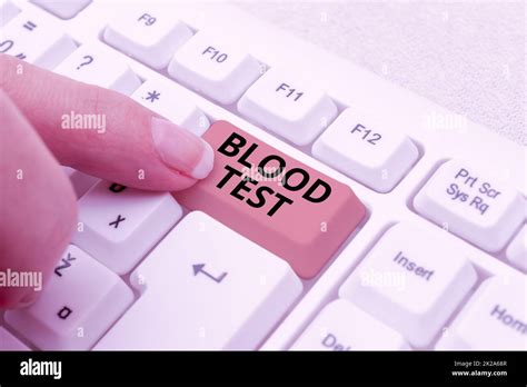 Writing Displaying Text Blood Test Word Written On Extracted Blood Sample From An Organism To