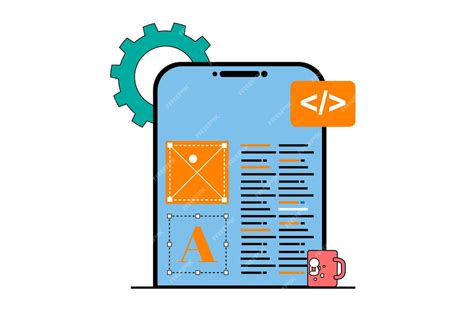 Premium Vector App Development Concept With People Scene In Flat Web Design Coding And