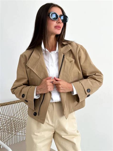 Тренч куртка из котона — ціна 1600 грн у каталозі Плащі Купити жіночі