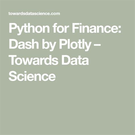 Python For Finance Dash By Plotly