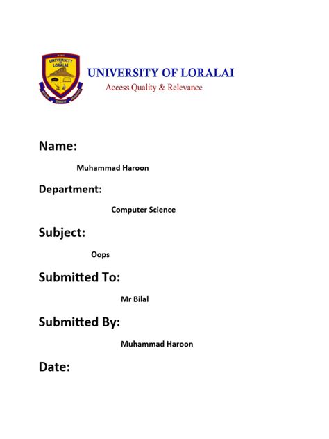 oops haroon assignment pdf