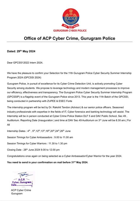 Gaurish Bahurupi On Linkedin Cybersecurity Internship Gurugrampolice Gpcss2024