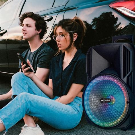 Bluetooth Party Speaker Round Brilliant Led Lights Axess Usa