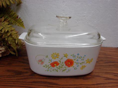Vintage Pyrex Corning Ware Corelle Wildflower 5 Qt Casserole W Lid
