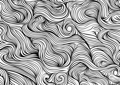 Vector Seamless Line Drawing Pattern With Curves In The Style Of Varied Texture Loose And