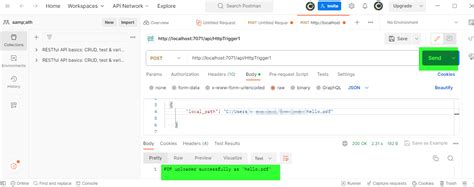azure how to add a pdf file to blob container on a trigger post