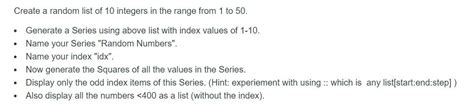 Solved Create A Random List Of 10 Integers In The Range From