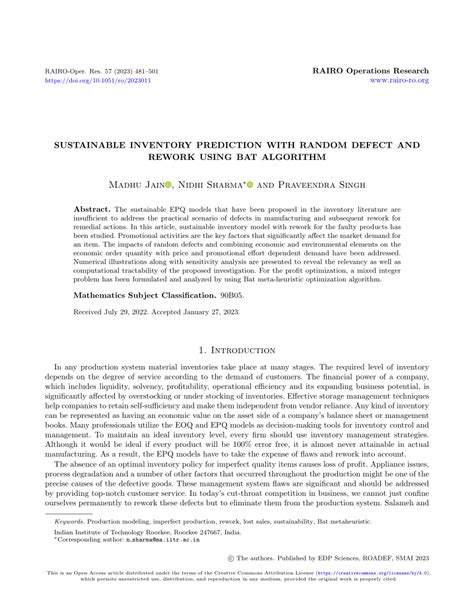 Pdf Sustainable Inventory Prediction With Random Defect And Rework