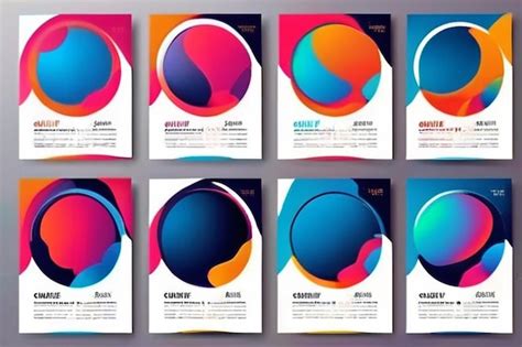 Premium Photo Set Of Abstract Modern Graphic Circle Elements Dynamical Colored Around Forms