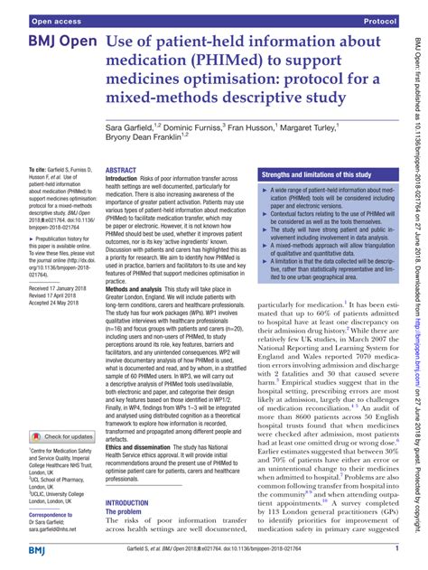 Pdf Use Of Patient Held Information About Medication Phimed To Support Medicines