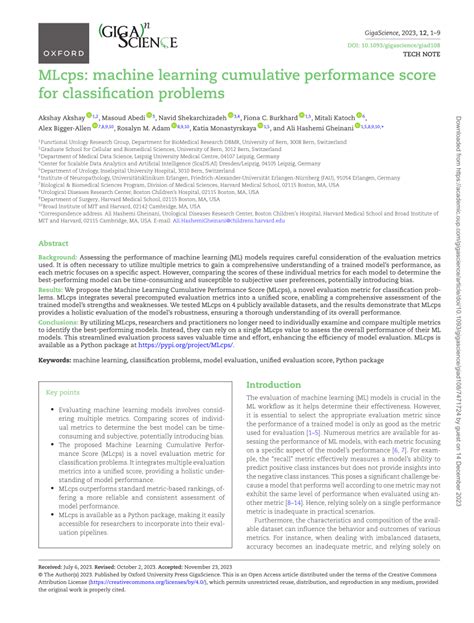 Pdf Mlcps Machine Learning Cumulative Performance Score For