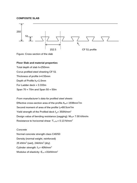 Composite Slab Calculation Example To Eurocode Pdf Bending Strength Of Materials
