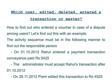How To Trace The Culprit Behind Modification Or Deletion Of Vouchers In Tally Erp 9 Pdf