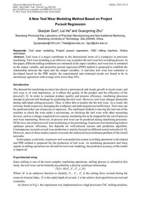 A New Tool Wear Modeling Method Based On Project Pursuit Regression