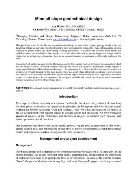 Open Pit Design Pdf Geotechnical Engineering Nature