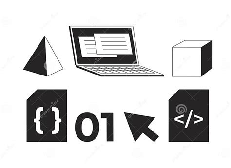 Web Development Tools Black And White 2d Line Objects Set Stock Vector Illustration Of Design