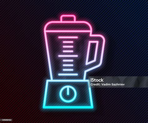 검은 색 배경에 격리 된 빛나는 네온 라인 블렌더 아이콘 그릇 부엌 전기 고정 블렌더 스무디 칵테일 또는 주스를 요리합니다 벡터 가정 생활에 대한 스톡 벡터 아트 및 기타