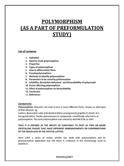 Polymorphism As A Part Of Preformulation Study Pdf Differential
