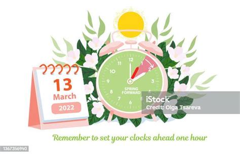 일광 절약 시간 절약 시간은 2022년 3월 13일에 시작됩니다 알람 시계 및 캘린더 날짜 서머타임에 대한 스톡 벡터 아트 및 기타 이미지 Istock