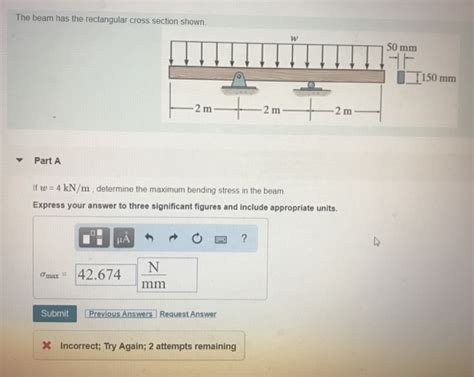 Solved The Beam Has The Rectangular Cross Section Shown 50