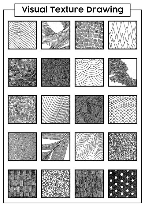 The Visual Texture Drawing Worksheet Is Shown In Black And White With