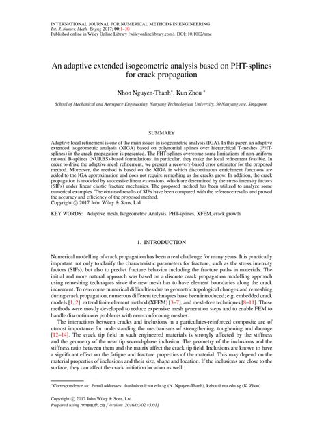 Pdf An Adaptive Extended Isogeometric Analysis Based On Pht Splines