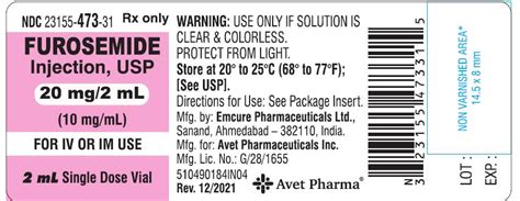 Rx Item Furosemide 10mgml 1x2 Ml Single Dose Vial By Herit