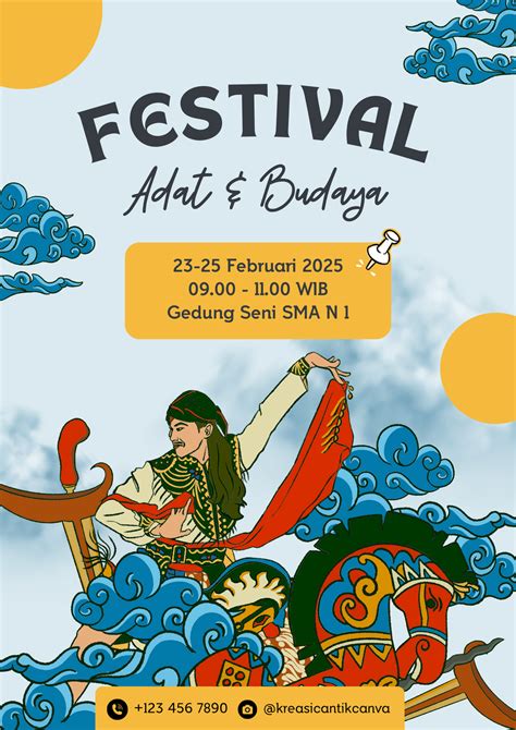 Desain Poster Festival Budaya Template Canva Poster Promosi Sketsa Perayaan