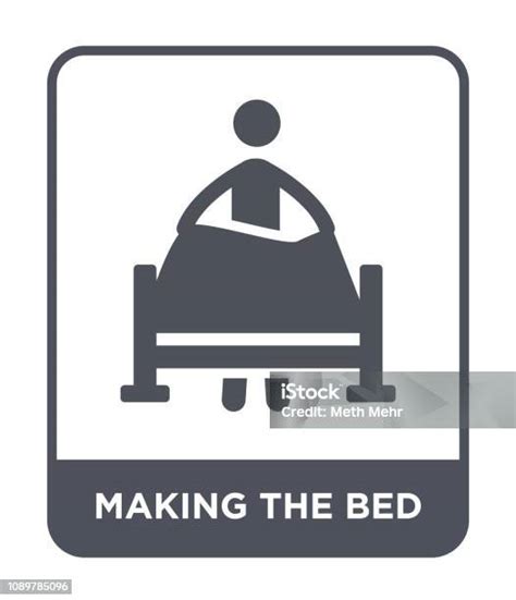흰색 바탕에 침대 아이콘 벡터를 만들기 동작 컬렉션에서 침대 유행 가득 아이콘 만들기 가구에 대한 스톡 벡터 아트 및 기타