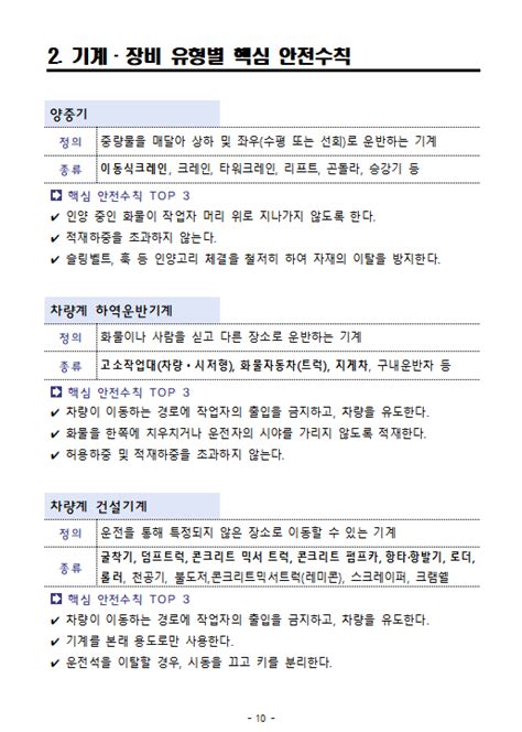 고용노동부 건설현장 위험 기계·장비 표준작업계획서 작성방법 설명자료와 작업계획서 표준서식 2025년 개정 배포