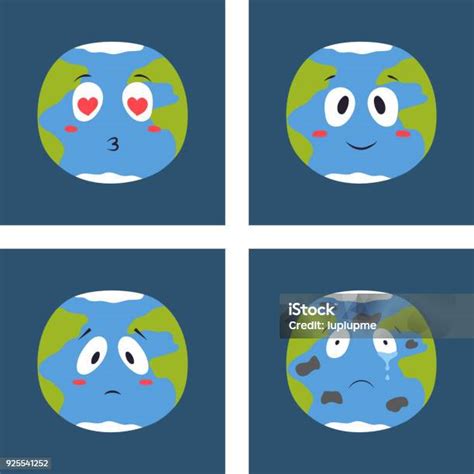 만화 세계 감정 행성 아이콘 미소 행복 한 자연 문자 식 벡터 일러스트 레이 션 아바타 개념에 대한 스톡 벡터 아트 및 기타