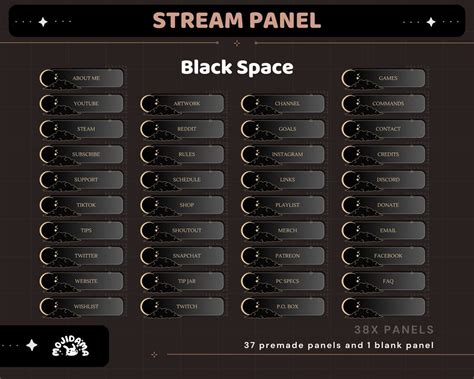 Black Space Panel Stream Dark Galaxy Twitch Panels Streamlabs Obs