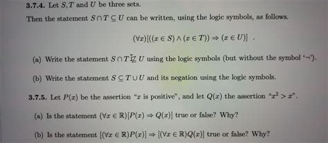 Solved Let S T And U Be Three Sets Then The Chegg Com