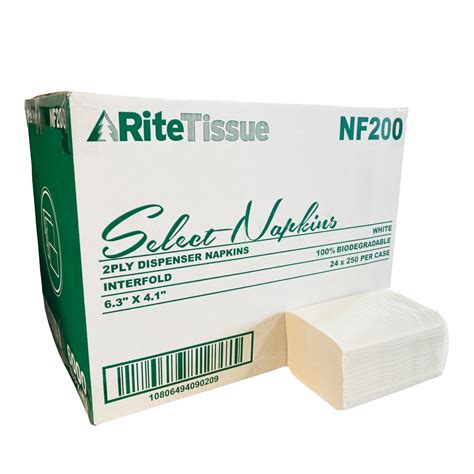 Ritetissue 63 X 41 2 Ply White Interfold Napkin 6000cs Nf200