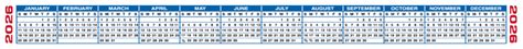 2026 Calendar Strip Printable
