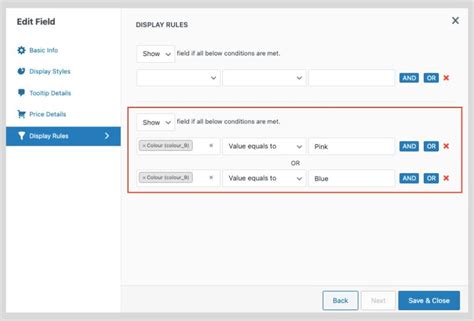 how to set conditional rules for woocommerce product fields