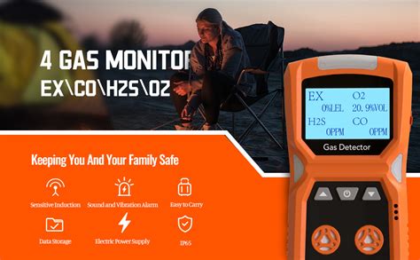 4 In 1 Gas Detector Portable Co H2s O2 Lel Monitor With Vibration