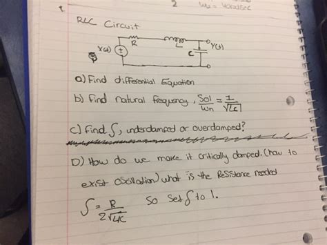 Solved RLC Circuit Find Differential Equation Find Natural Chegg Com