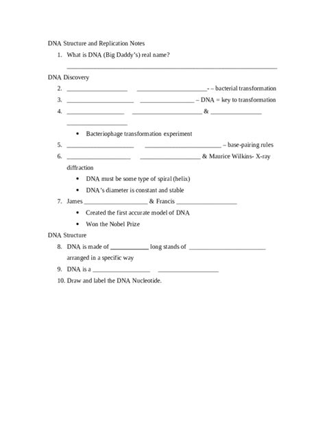 Worksheet Dna Structure And Replication Answer Key Name Doc Template Pdffiller
