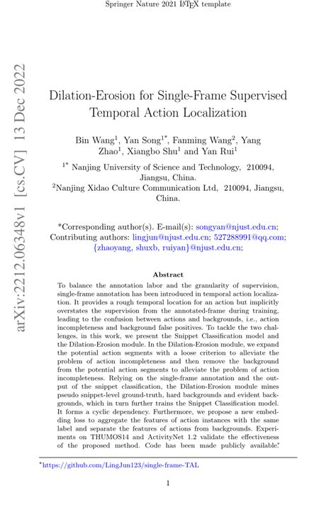 Pdf Dilation Erosion For Single Frame Supervised Temporal Action