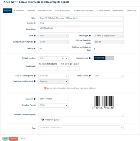 View And Edit Inventory Items Gojee App Xero Business Management Software