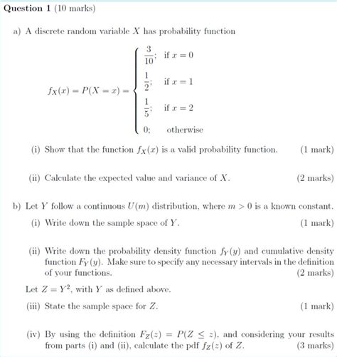 Solved Question Marks A A Discrete Random Variable X Chegg