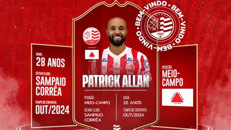 Náutico Oficializa Meia Patrick Allan Ex Sampaio Corrêa Ne45