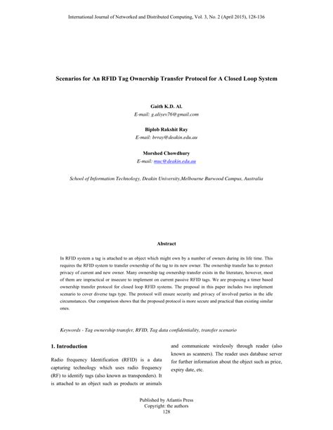 pdf scenarios for an rfid tag ownership transfer protocol for a