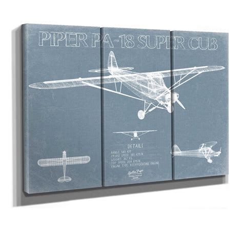 Piper Pa 18 Super Cub Aircraft Blueprint Wall Art Original Etsy