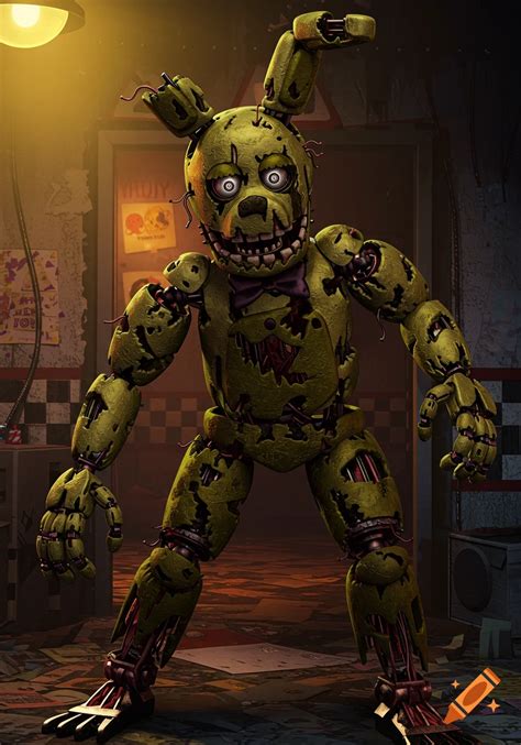 Full Body Shot Of Springtrap Animatronic From Five Nights At Freddys